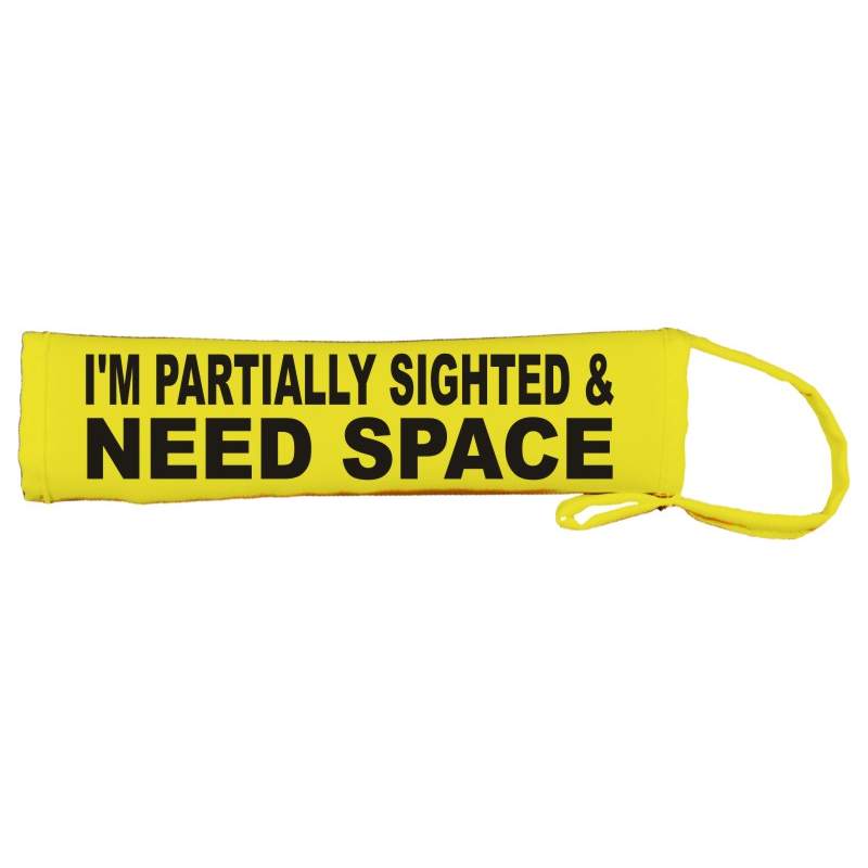 I'm Partially Sighted & Need Space - Fluorescent Neon Yellow Dog Lead Slip